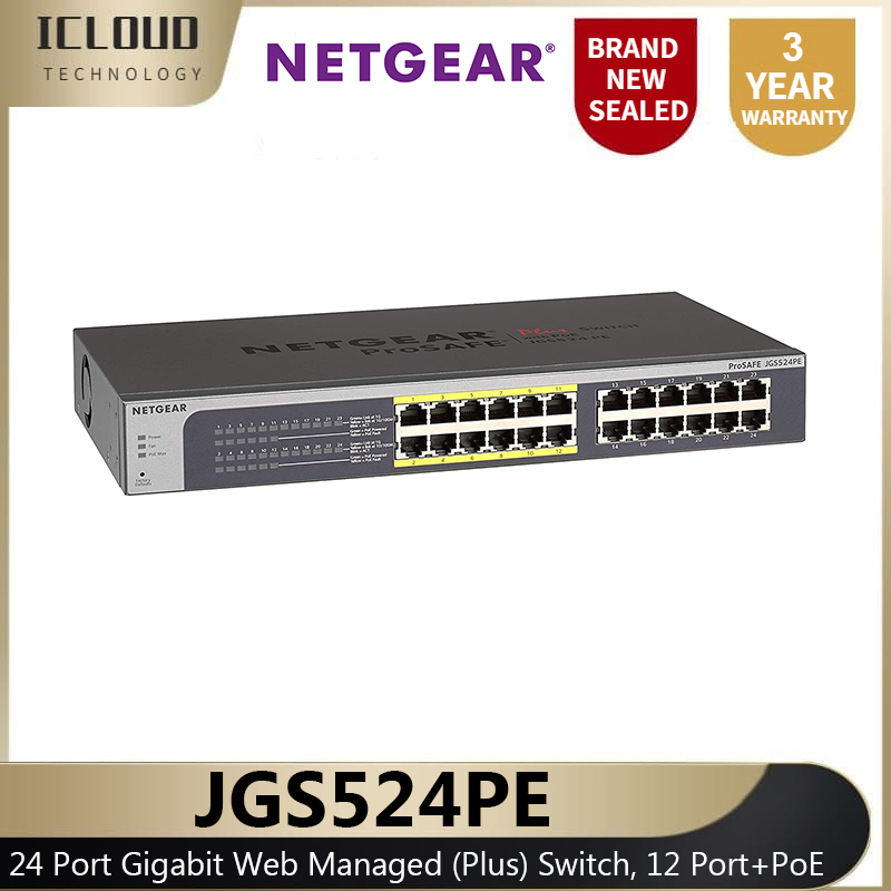 NETGEAR JGS524PE 24-Port Gigabit Ethernet Smart Managed Plus PoE Switch with 12 x PoE at 100W ...