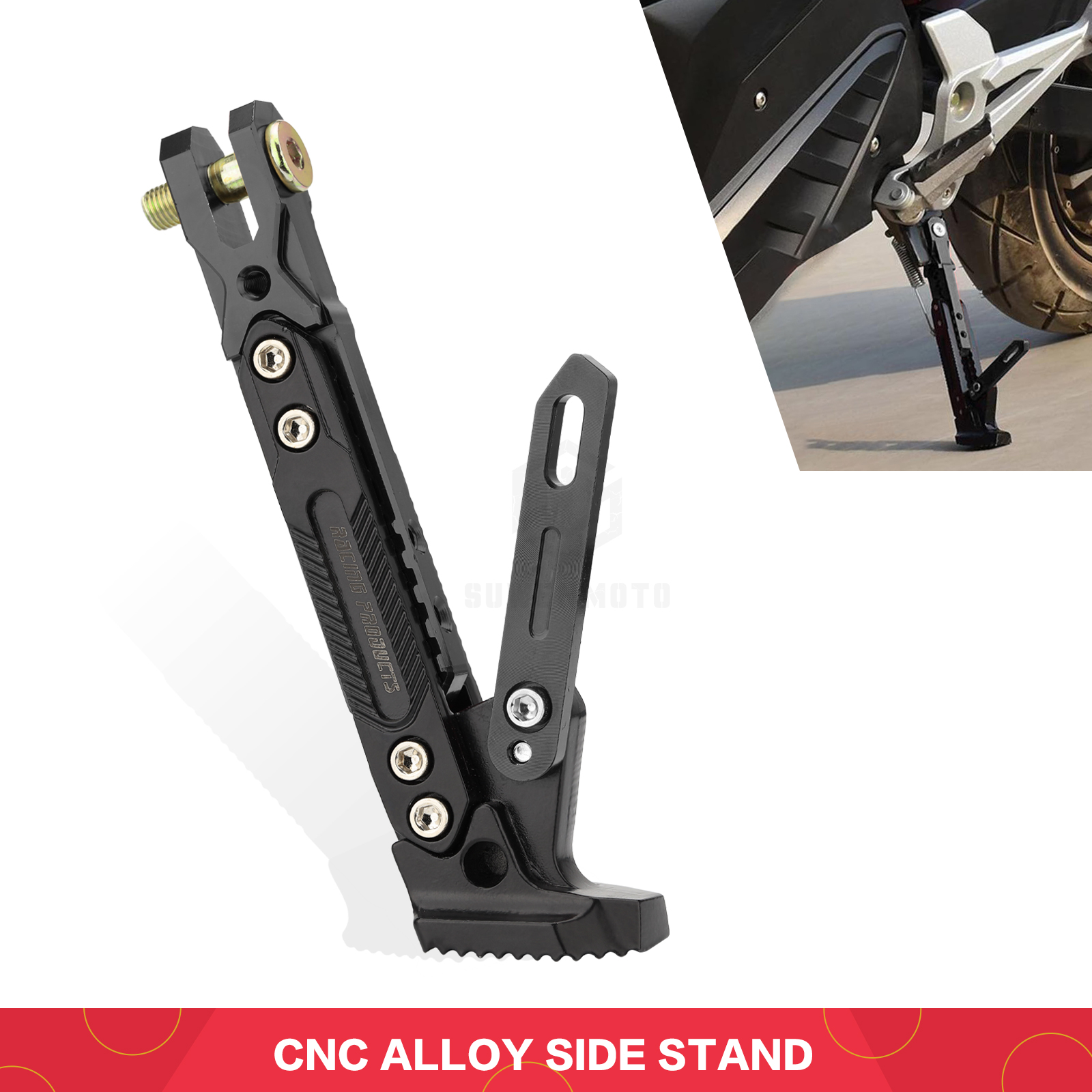 Motorcycle Side Stand Adjustable Foot Kickstand Side Support Stand CNC ...