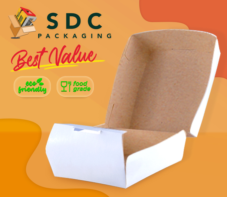 Hamburger Box Hamburger Packaging Carrier 12 Paper White outside and ...