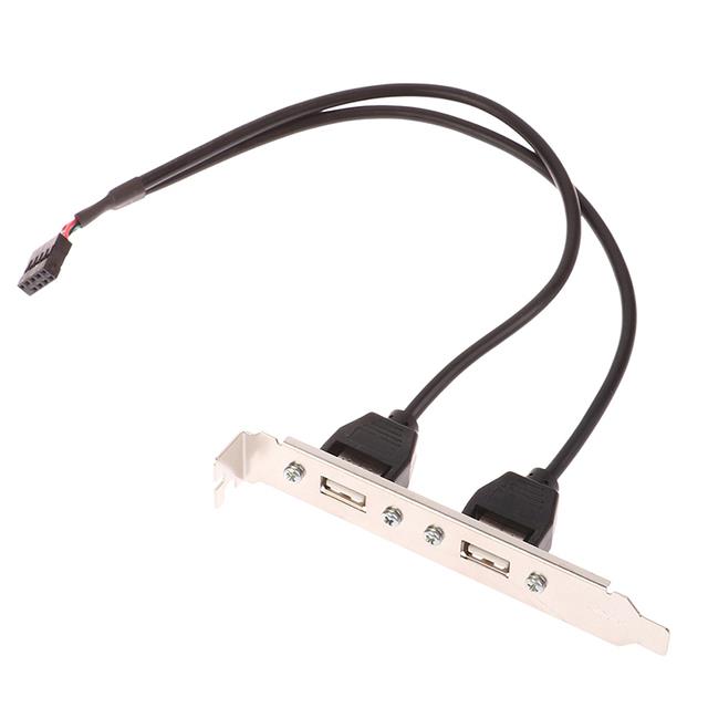 2 Port USB 2.0 Motherboard Rear Panel Expansion Bracket to IDC 9 Pin ...