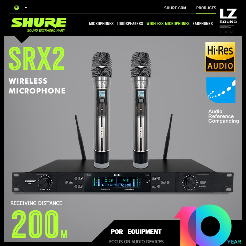 LZ SOUND SHURE SRX2 Wireless Microphone Professional two-channel ...