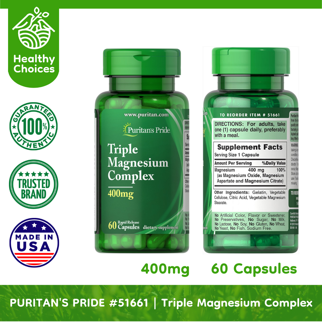 PURITAN'S PRIDE #51661 EXP: 5/2025 | Triple Magnesium Complex 400 mg ...