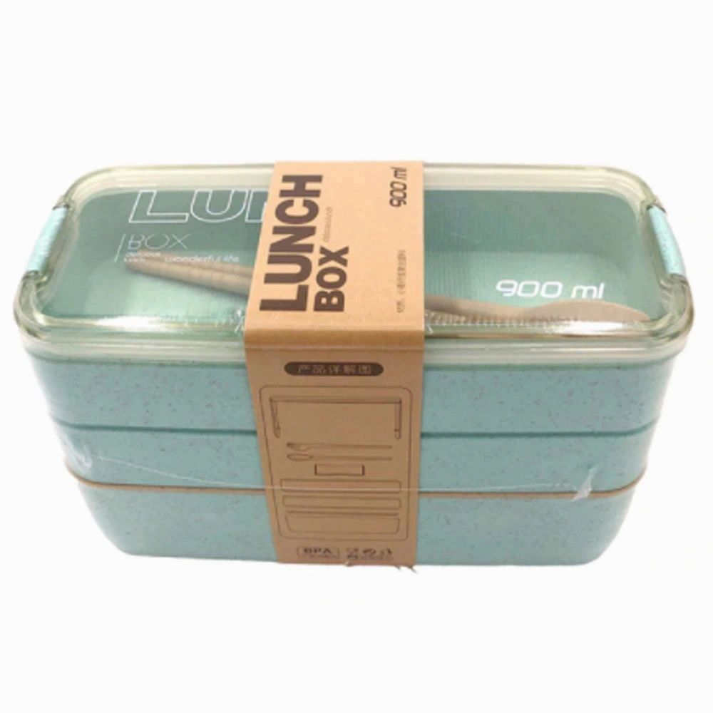 JOYVILLE 3 Layer Lunch Box Healthy Material Wheat Straw Bento Boxes ...