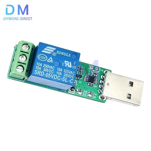 HID Drive free USB 1Channel 5V Relay Module Control Relay On and Off On ...