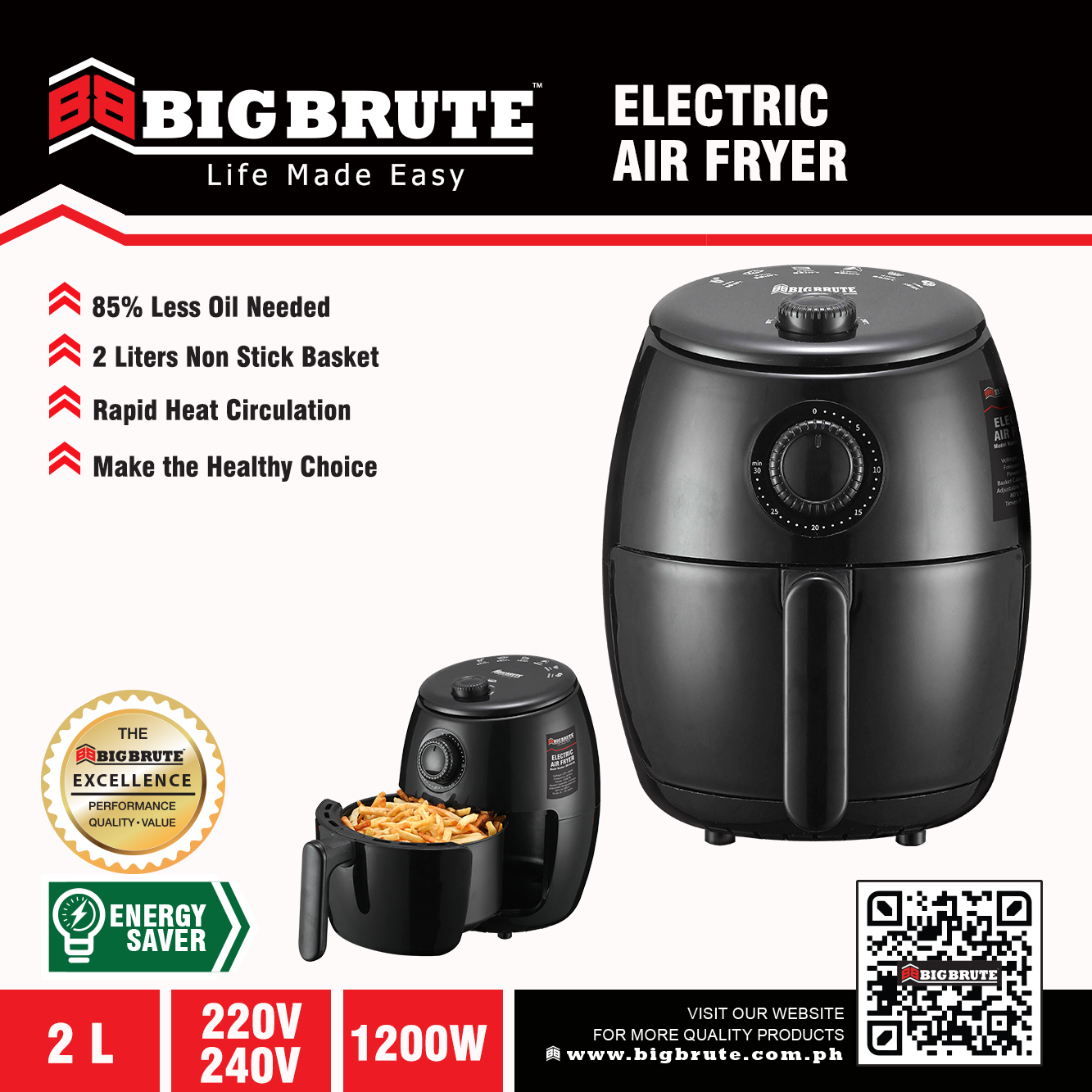 Big Brute Air Fryer 2.0L | Lazada PH