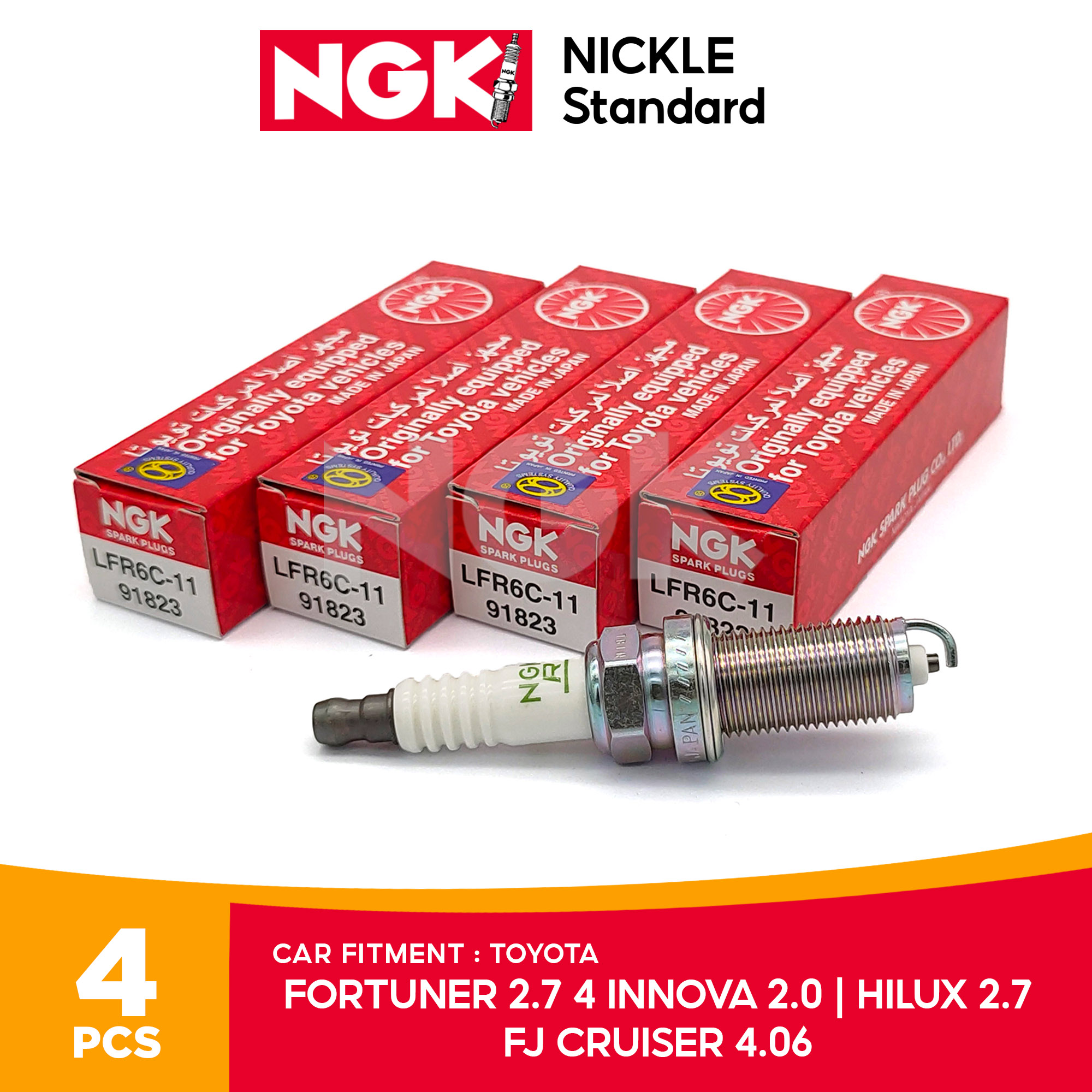 NGK 4Pcs LFR6C-11 Standard Spark Plug for Toyota Innova 2.0 1tr-fe ...