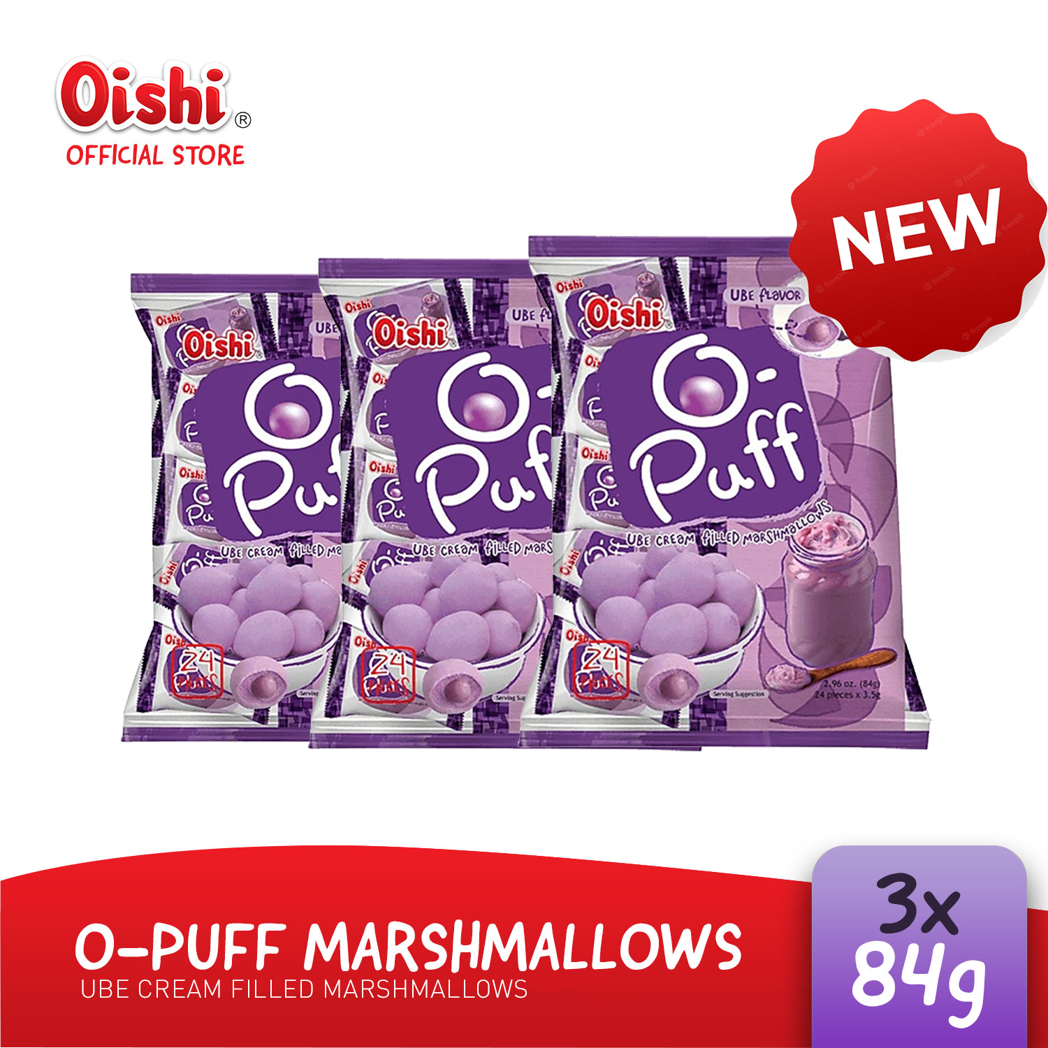 O-Puff Marshmallows Ube 3.5g x 24 (3 packs) | Lazada PH