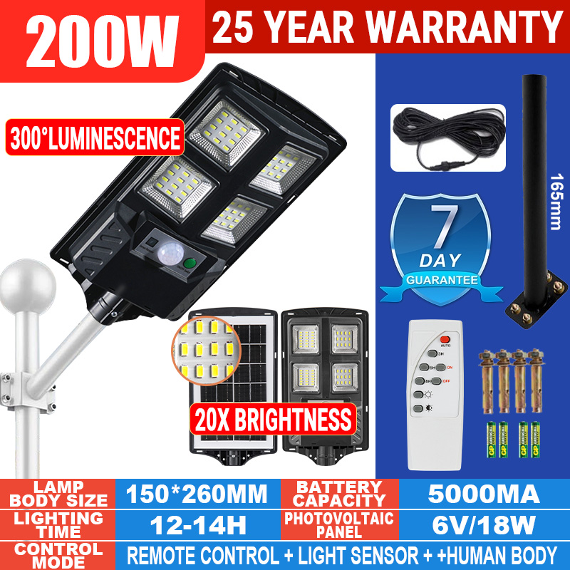 A&A A A 2000W Commercial Solar Street Lights, 6000K Dusk to Dawn Solar ...