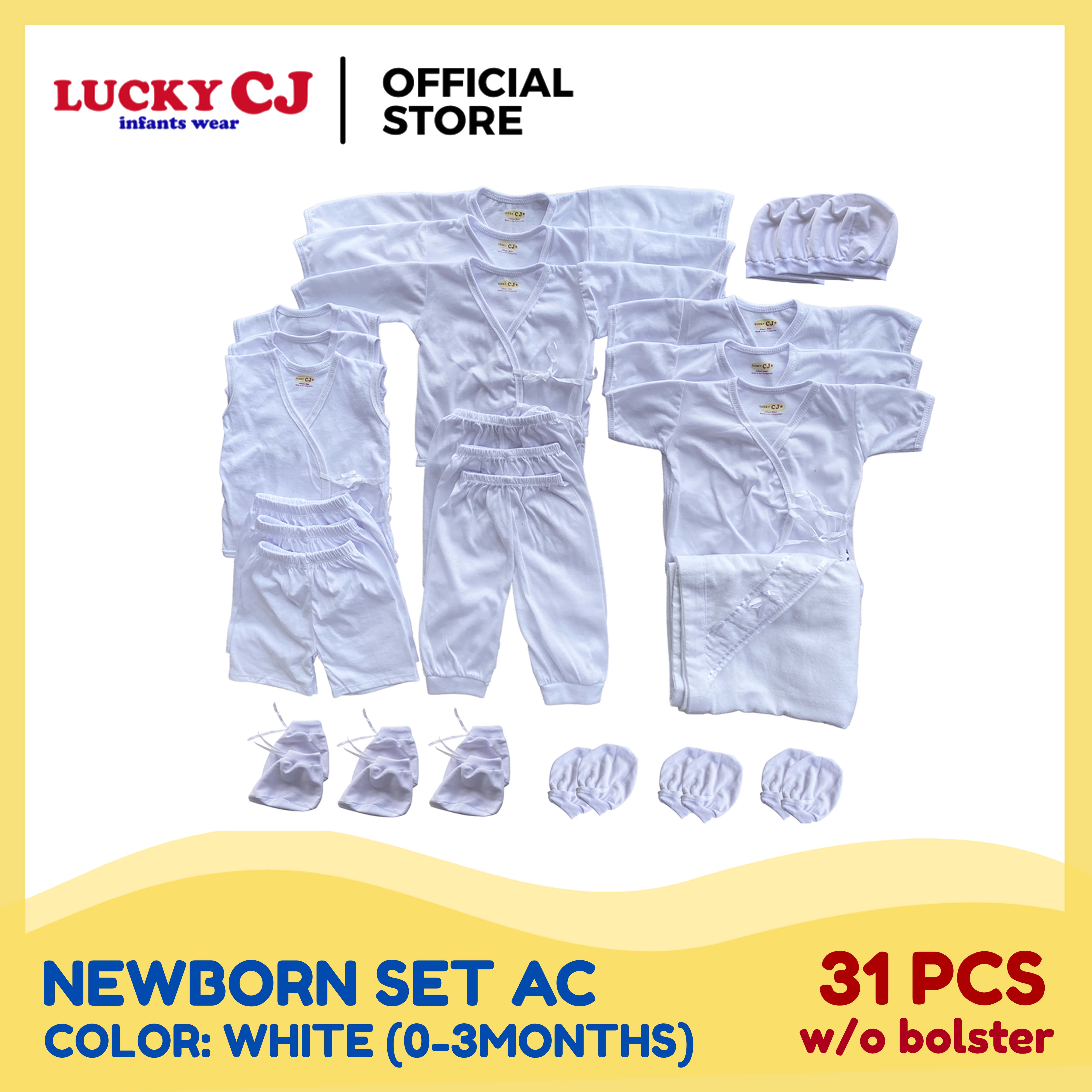 Lucky CJ Newborn Set D Plain White | Tieside or Button | W/O Cribset ...