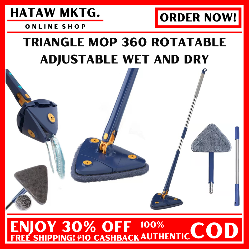 Extendable Triangle Mop 360 Rotatable Adjustable Wet and Dry Use Strong ...