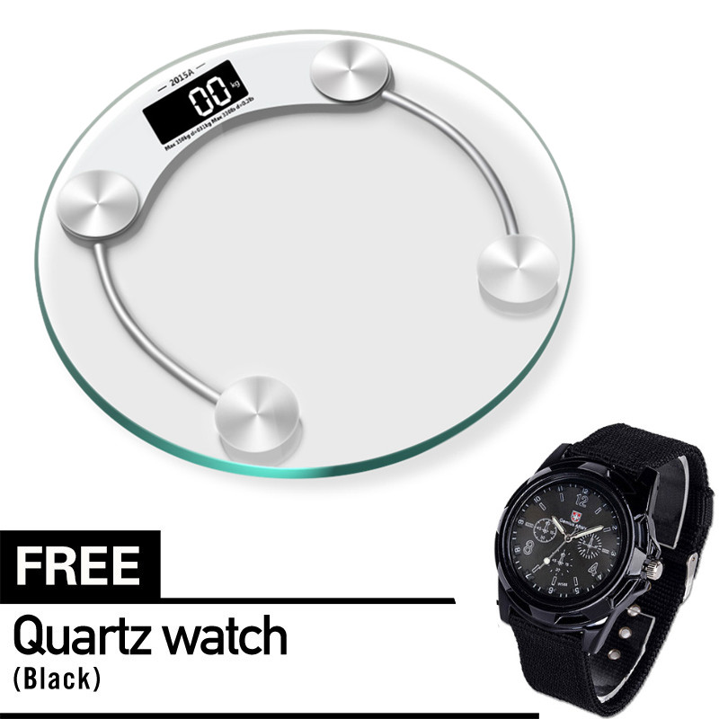 【Free Quartz Watch】Weighing Scale Digital LCD Electronic Tempered Glass ...