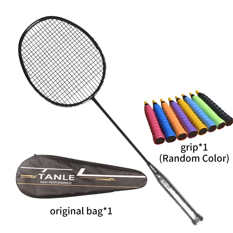 TANLE10U 52g Ultra Light 100% Carbon Fiber Badminton Racket Set 25lbs ...