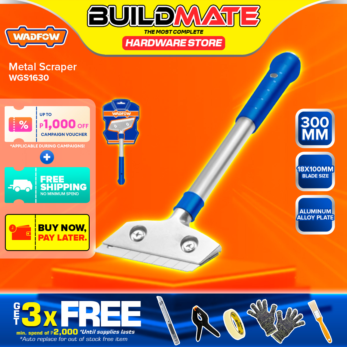 BUILDMATE Wadfow 300MM Metal Scraper Knives Scrapers Metal Scrape Paint ...