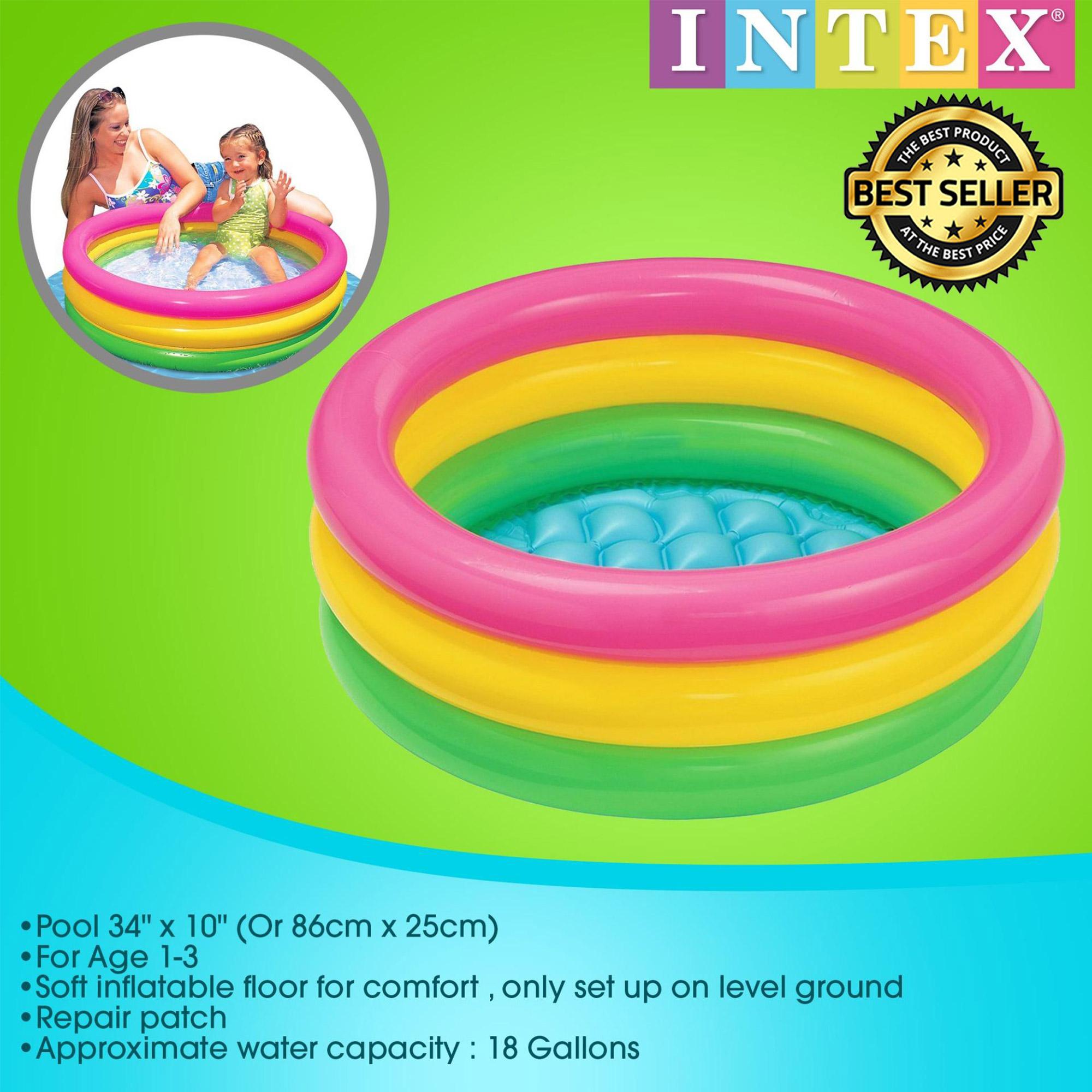 Intex Sunset Glow Rainbow Portable Baby Swimming Pool 34 x 10 (Or 86cm ...