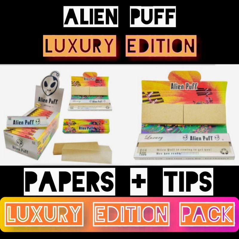 ALIEN PUFF LUXURY EDITION 1¼(50LVS)ORGANIC PAPERS + (50)PERFORATED TIPS ...