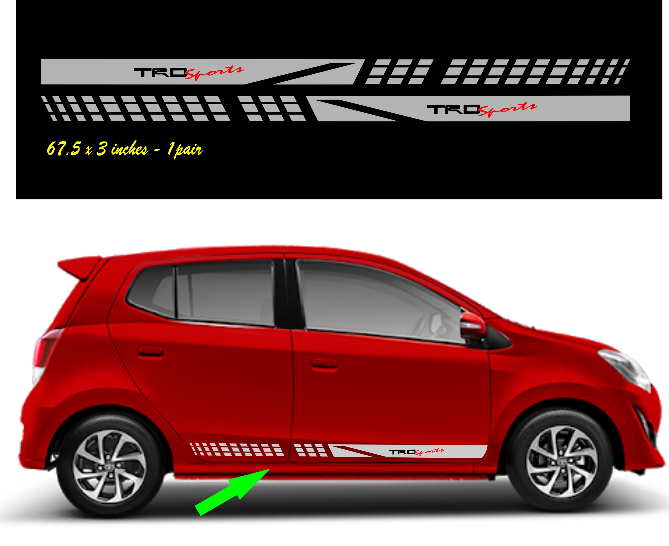 TRD Sports universal body car side sticker for WIGO & VIOS (TRDG003 ...