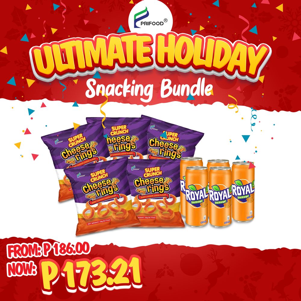Prifood Super Crunch Cheese Rings 22g x Royal Tru-Orange 320ml | Lazada PH