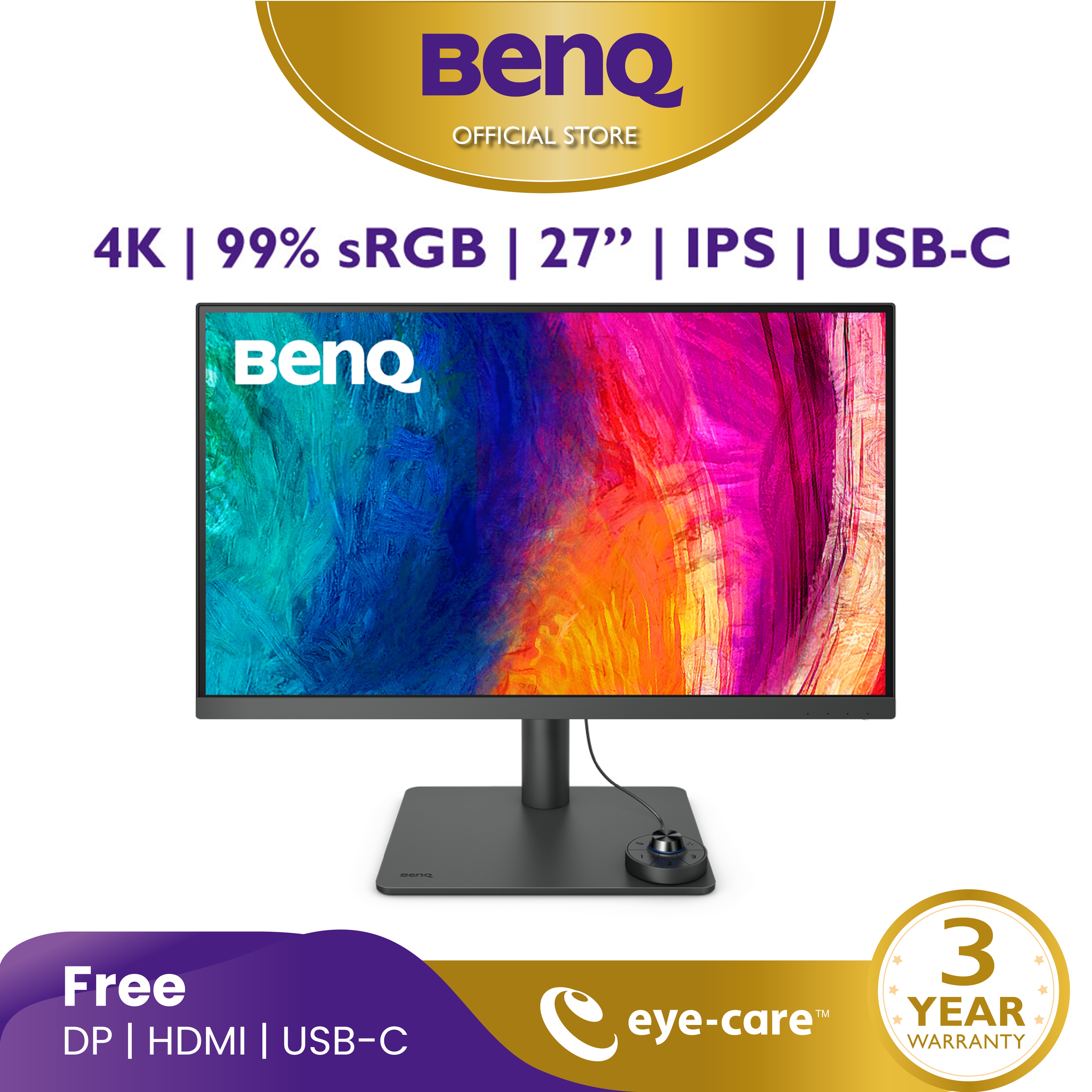 BenQ PD2705U 4K HDR 27" 99% sRGB Rec.709 Delta E 3 Height Adjustable ...