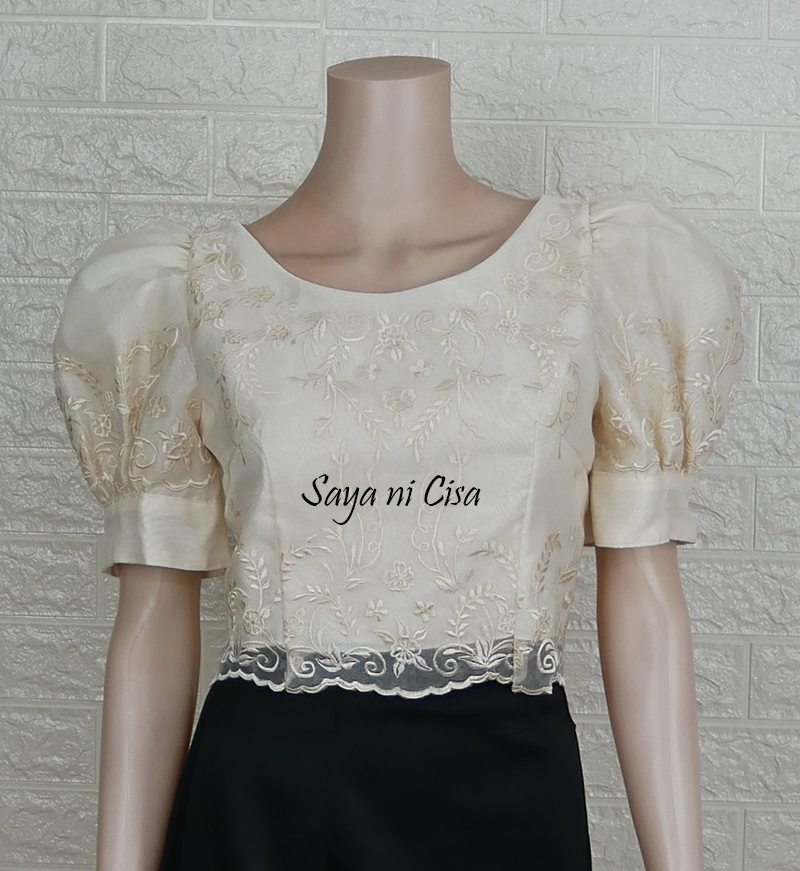 Embroidered Filipiniana Blouse - Puff Sleeves | Lazada PH