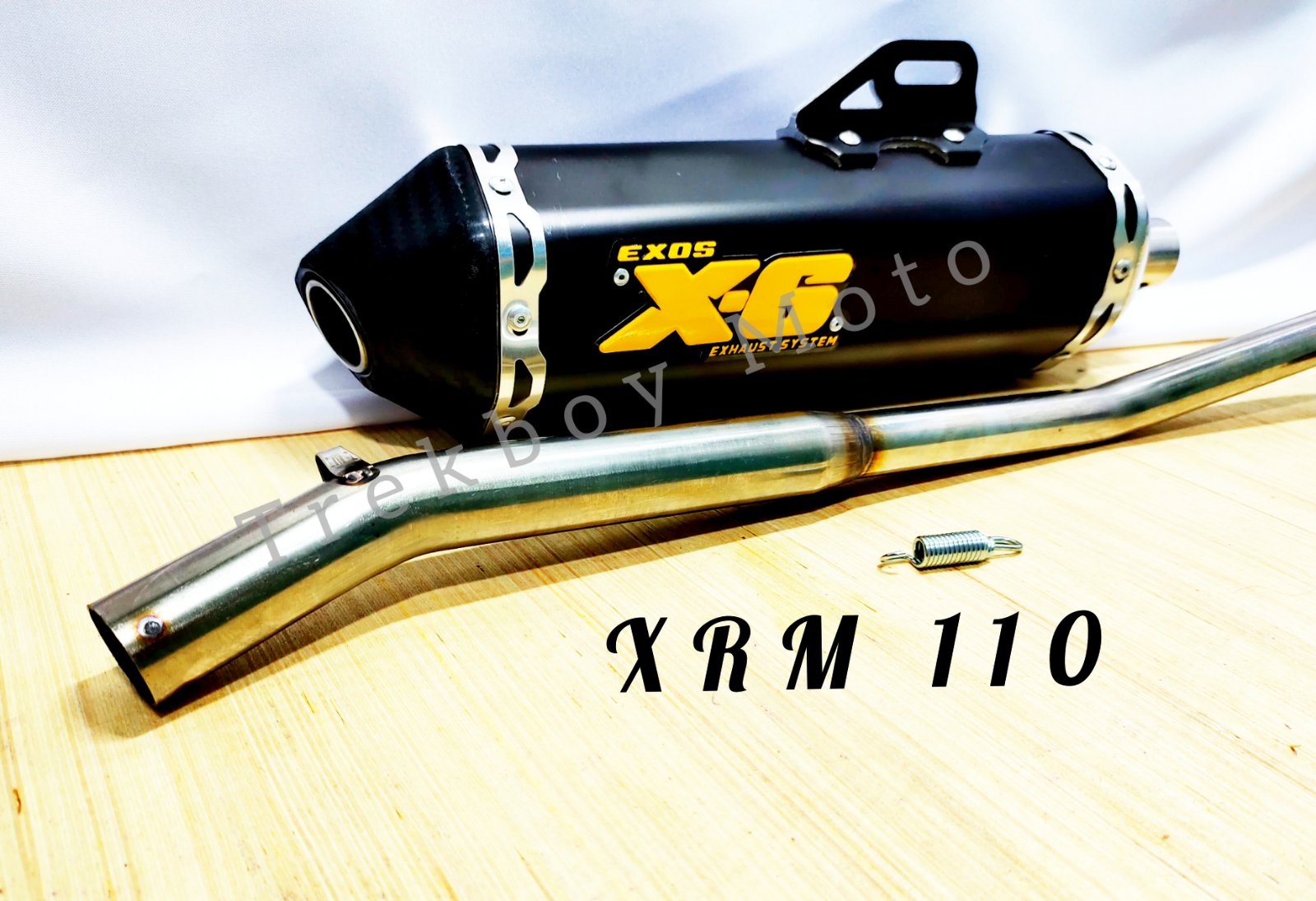 XRM 110 Exos X-6 Silent Muffler Full exhaust System( Black Anodized ...