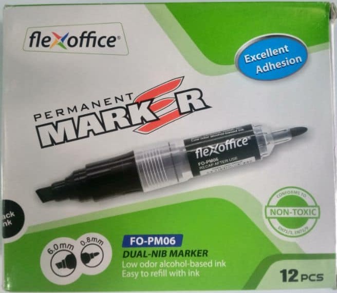 FlexOffice Permanent Marker Dual Nib (Black), Refillable | Lazada PH