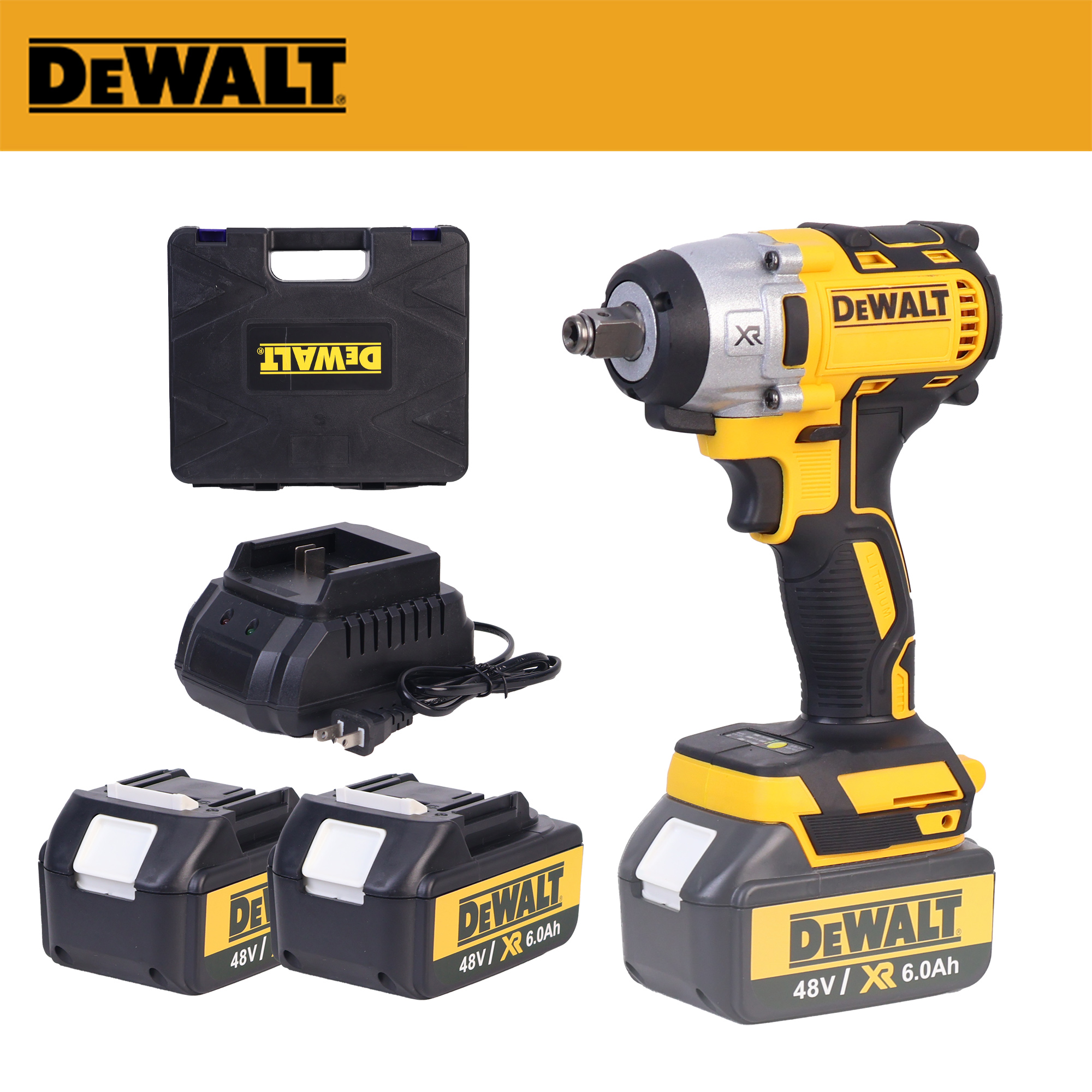 DEWALT 1/2'' 48V 6.0AH Electric Impact Wrench Cordless Brushless Wrench ...