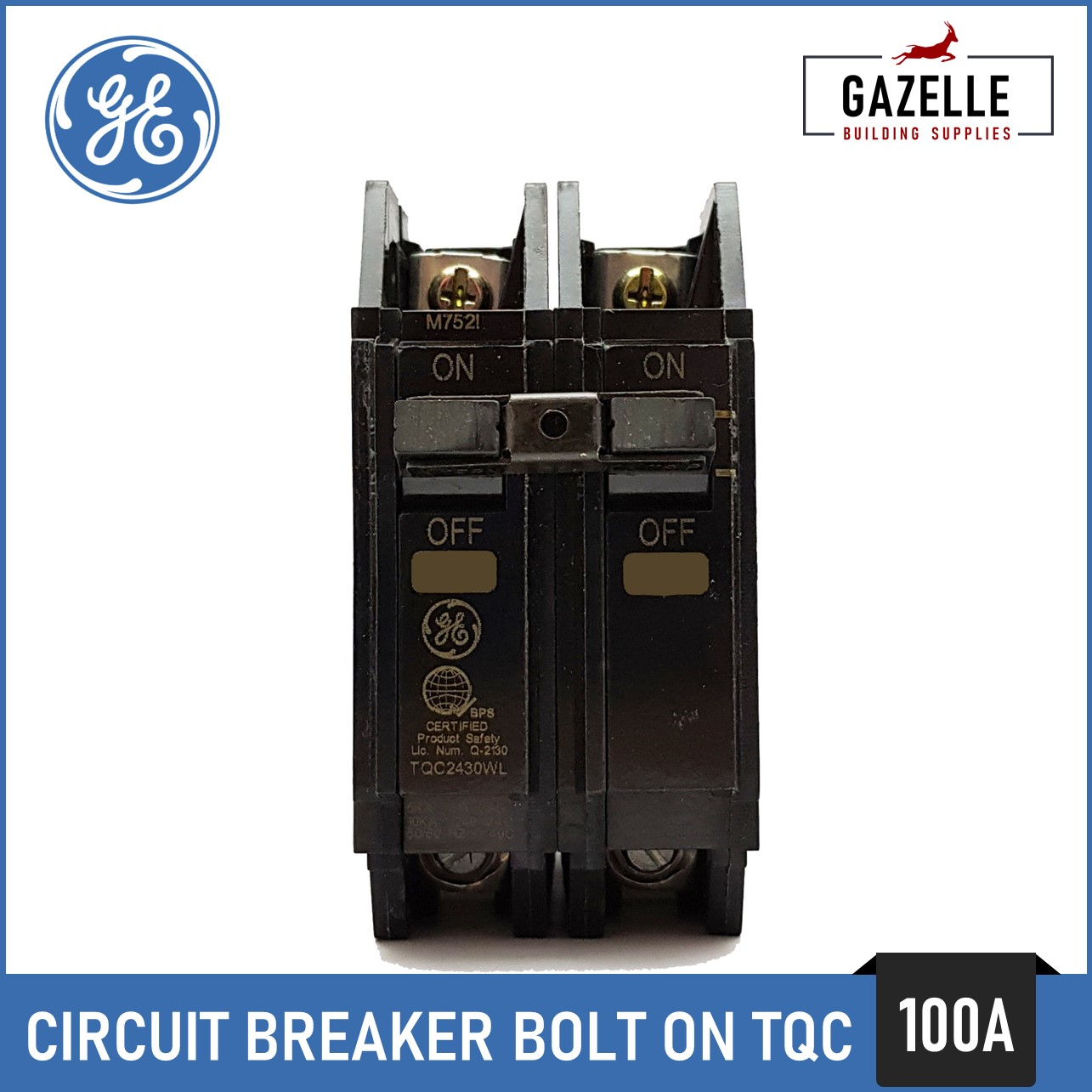 GE Circuit Breaker Bolt On 2 Pole TQC - 100A Amps Amperes Panel Box Panel Board Bolt-On General ...