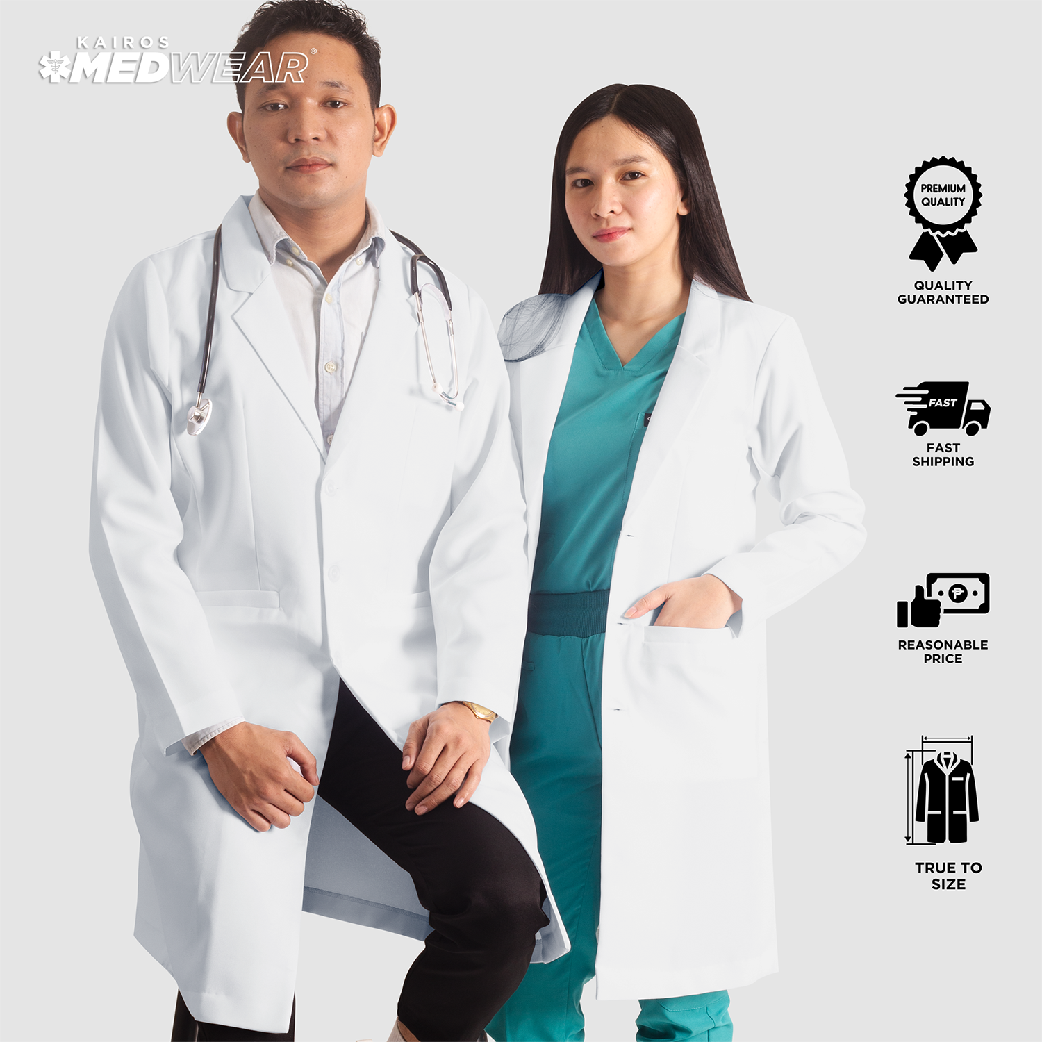 KAIROS Doctor's Gown Laboratory Gown Gabardine White Fabric Suit Blazer ...