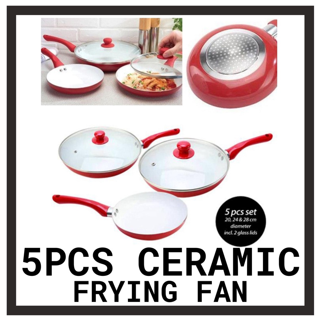 Original Kawali Bundle Of 5 Pcs Authentic Ceramic Frying Pan Set Non ...