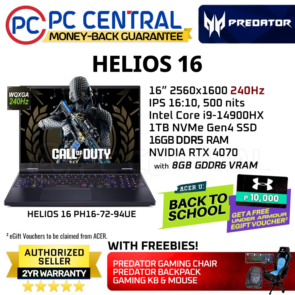 Acer Predator Helios 16 (PH16-72-94UE) Gaming Laptop | 240Hz WQXGA IPS ...