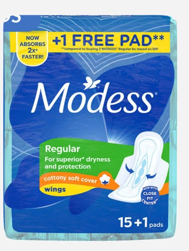 Modess Cottony Soft Sanitary Napkin Regular with Wings 15+1pads | Lazada PH