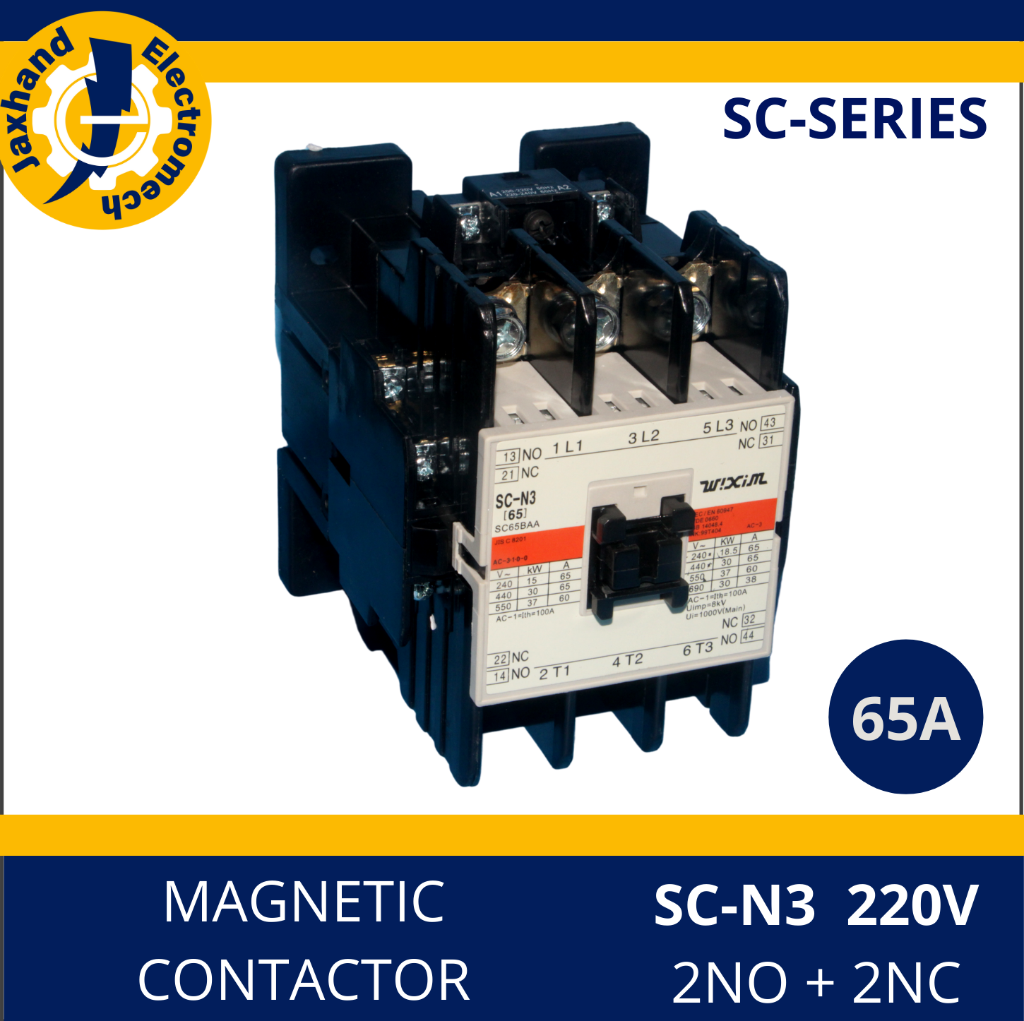 MAGNETIC CONTACTOR SC-N3 (65A - 220V-440V) THREE-PHASE 18.5kW-220V ...