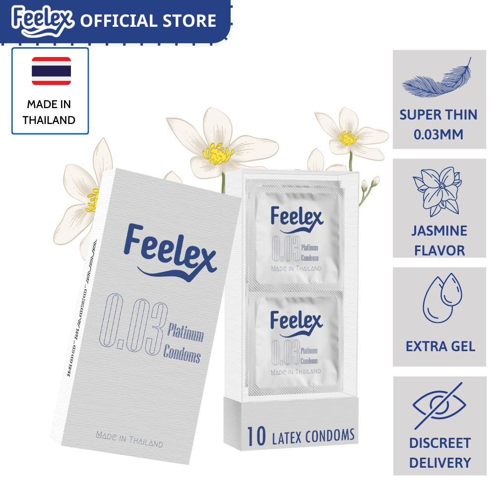 Feelex 0.03 Platinum ultra-thin condom, many lubricating gels, made in ...