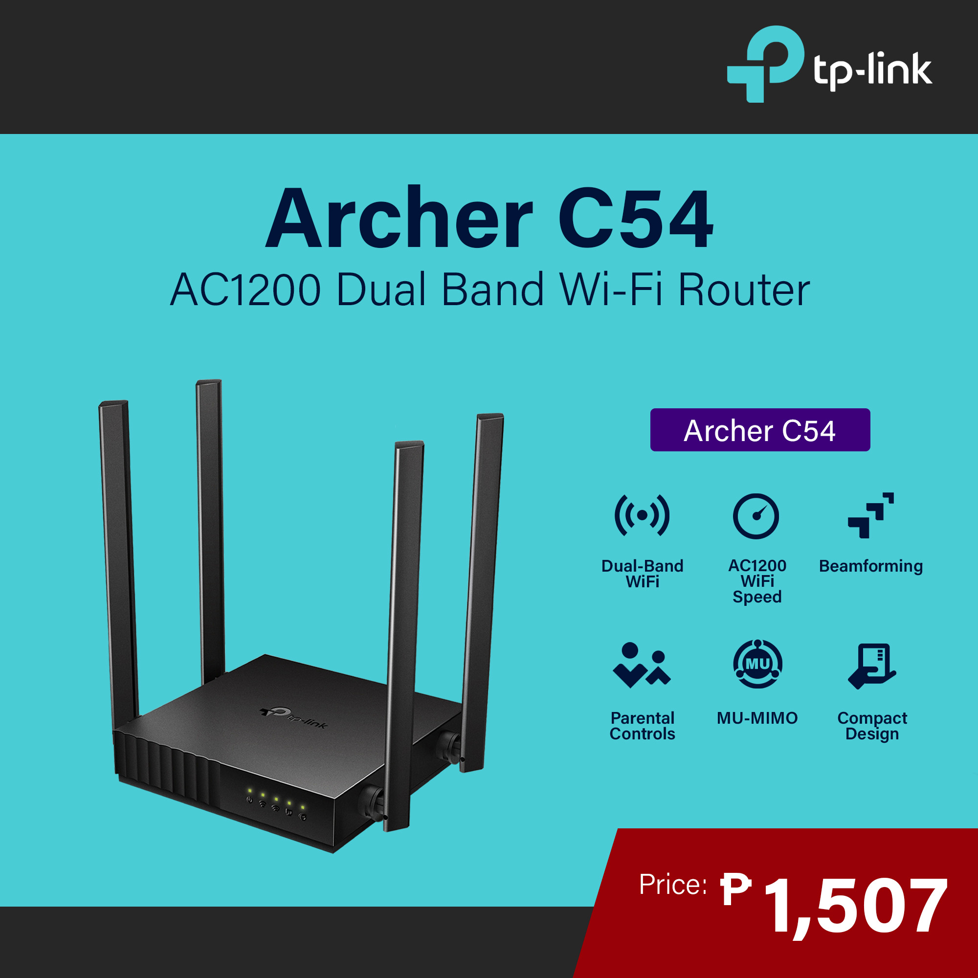 WOW | TP Link | Archer C54 AC1200 Dual Band Wi-Fi Router | Lazada PH