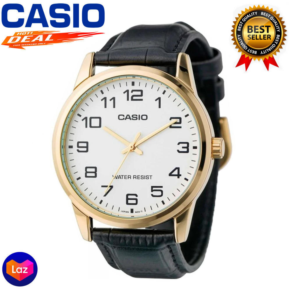 Casio V001 Quartz White Dial Leather Band Watch for Men(Black) | Lazada PH