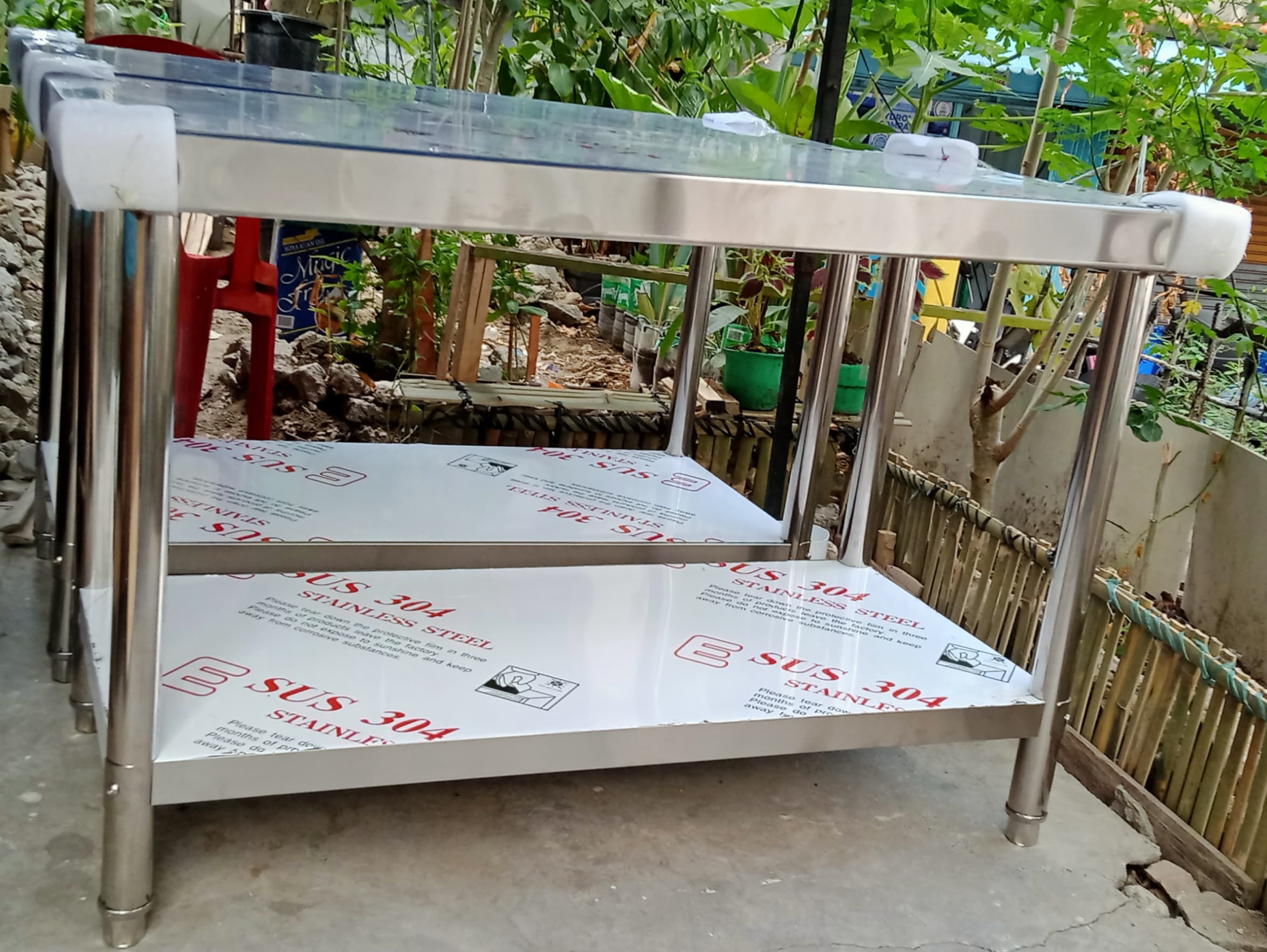 TWO LAYER STAINLESS WORKING TABLE 150X80X80 CM | Lazada PH