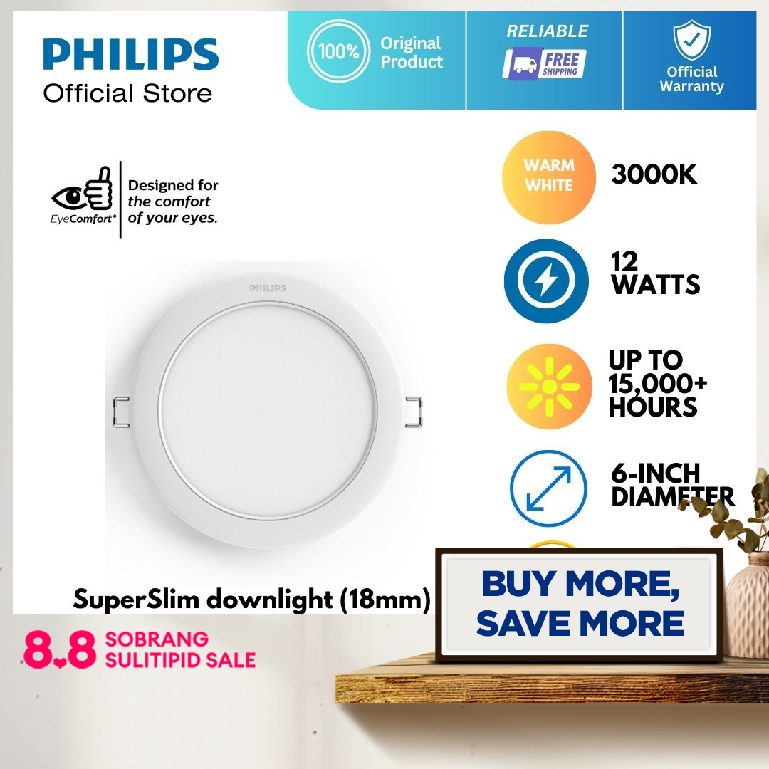 Philips LED Superslim Downlight (DL262) 4W/6W/9W/12W Warm White/Cool ...