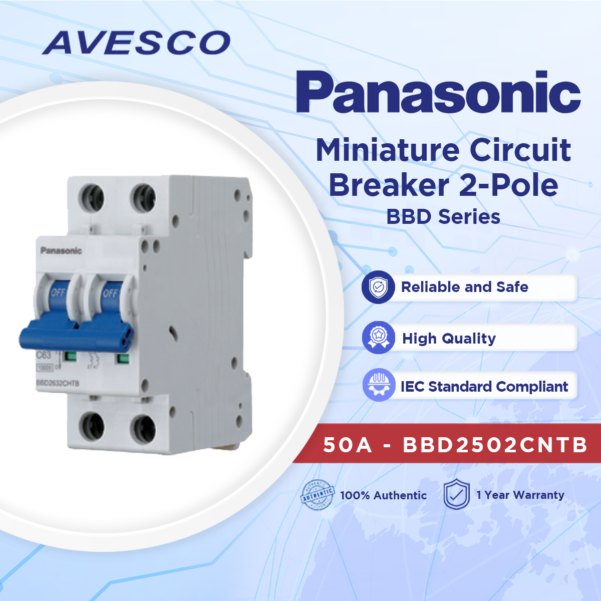 Panasonic Miniature Circuit Breaker, BBD Series 2-Pole, 6kAIC | Lazada PH