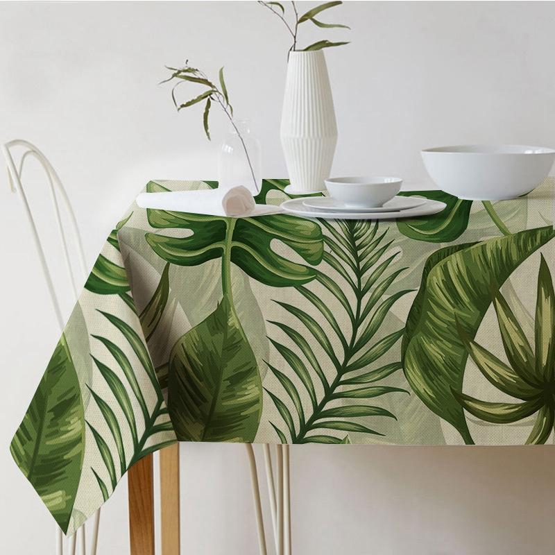 Tropical Plants Pattern Linen Waterproof Tablecloths Decorative Home ...