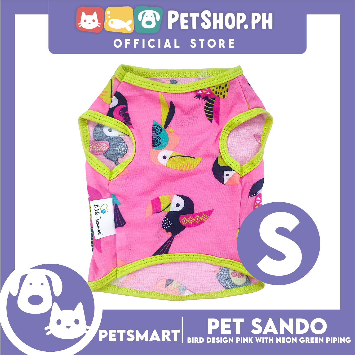 Pet Sando Parrot Bird Design, Pink with Neon Green Piping Color DG ...