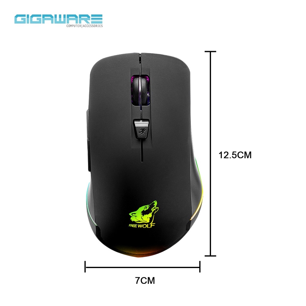 HOT SALE!♝ Gigaware Free Wolf V6 6-Buttons RGB Light Gaming Mouse ...