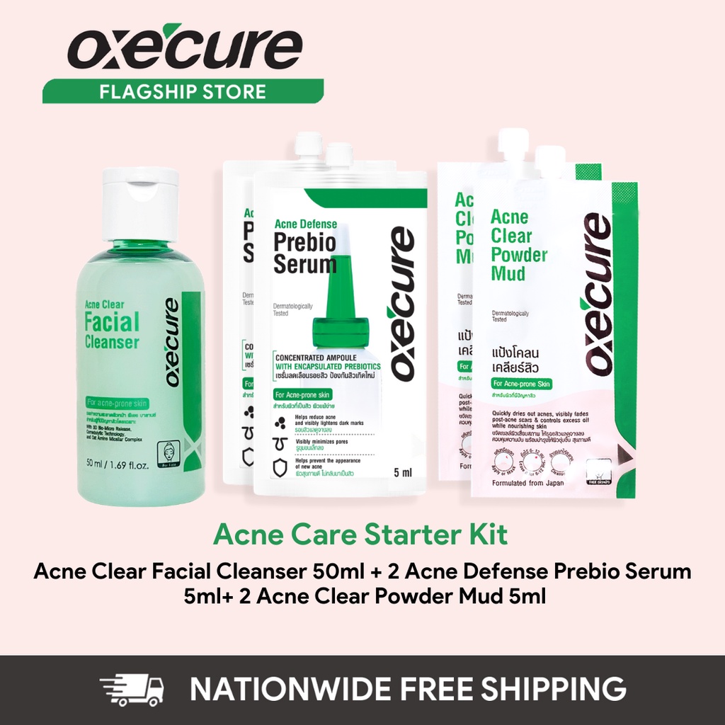 OXECURE Acne Care Starter Kit (Cleanser, Powder Mud, Serum) | Lazada PH