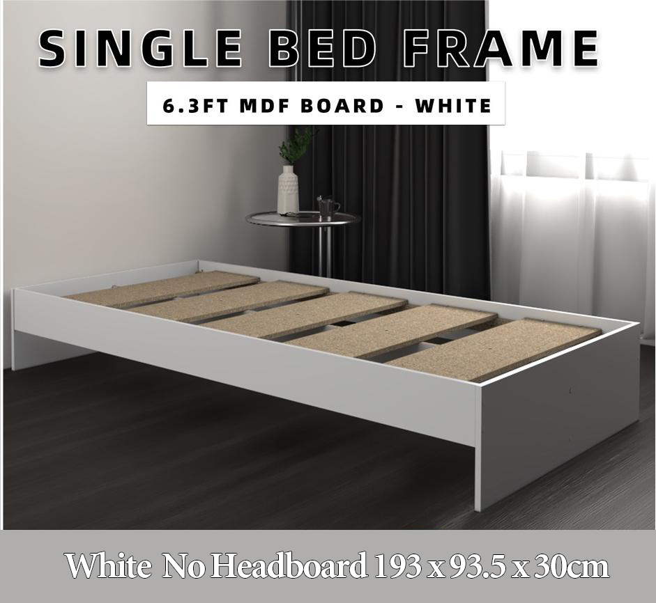 MYHOME Wood Single Bed Frame With Headboard Solid Wood Platform Bed ...