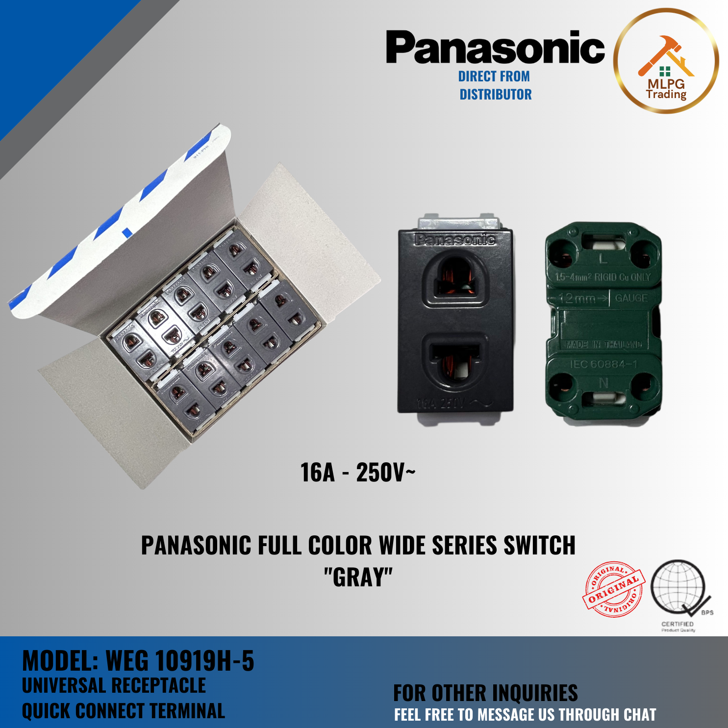 Panasonic Full Color Wide Series Outlet (Metallic Gray) (1,2,3 Gang Set ...