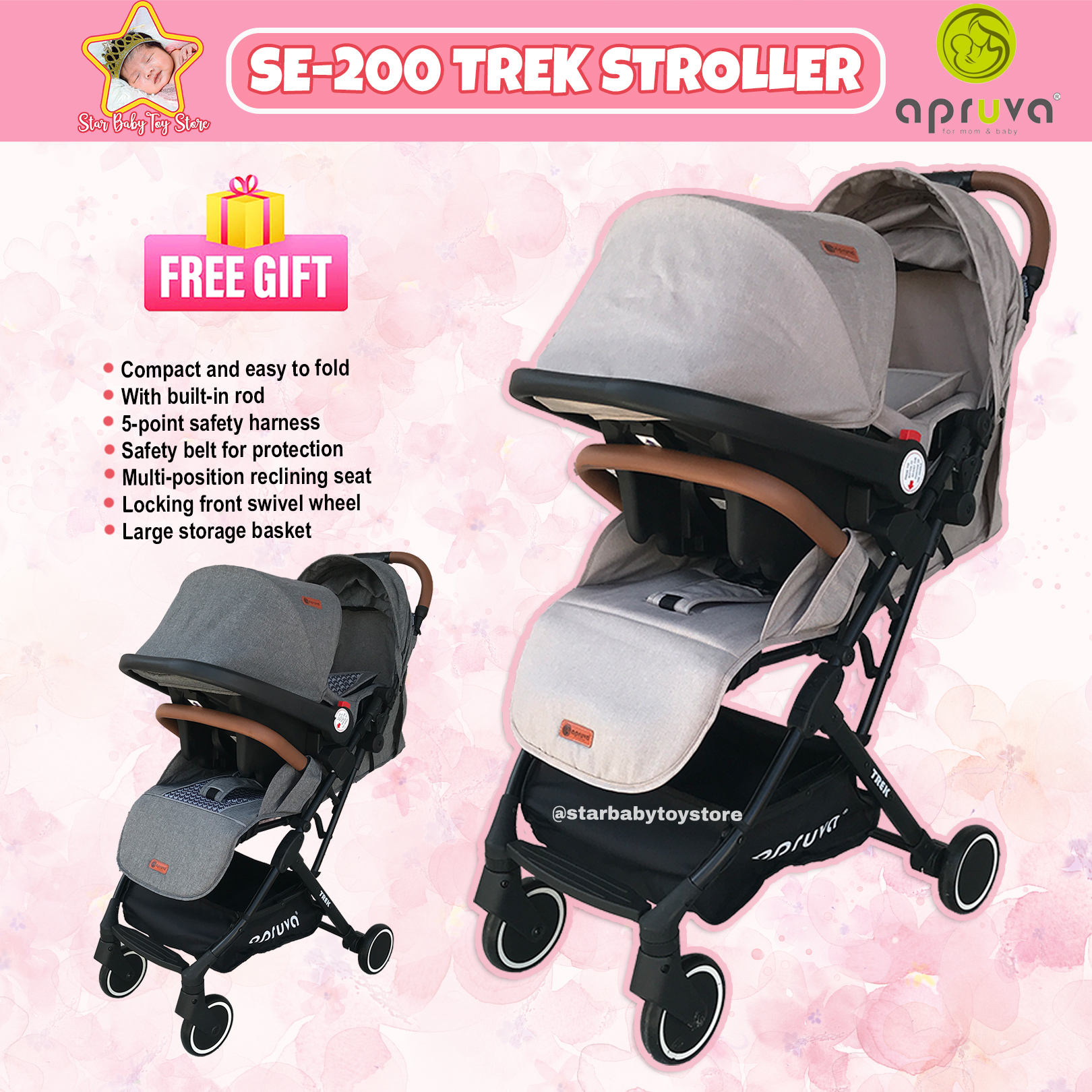 Star Baby Apruva SE-200 Travel System Stroller with Car Seat for Baby ...