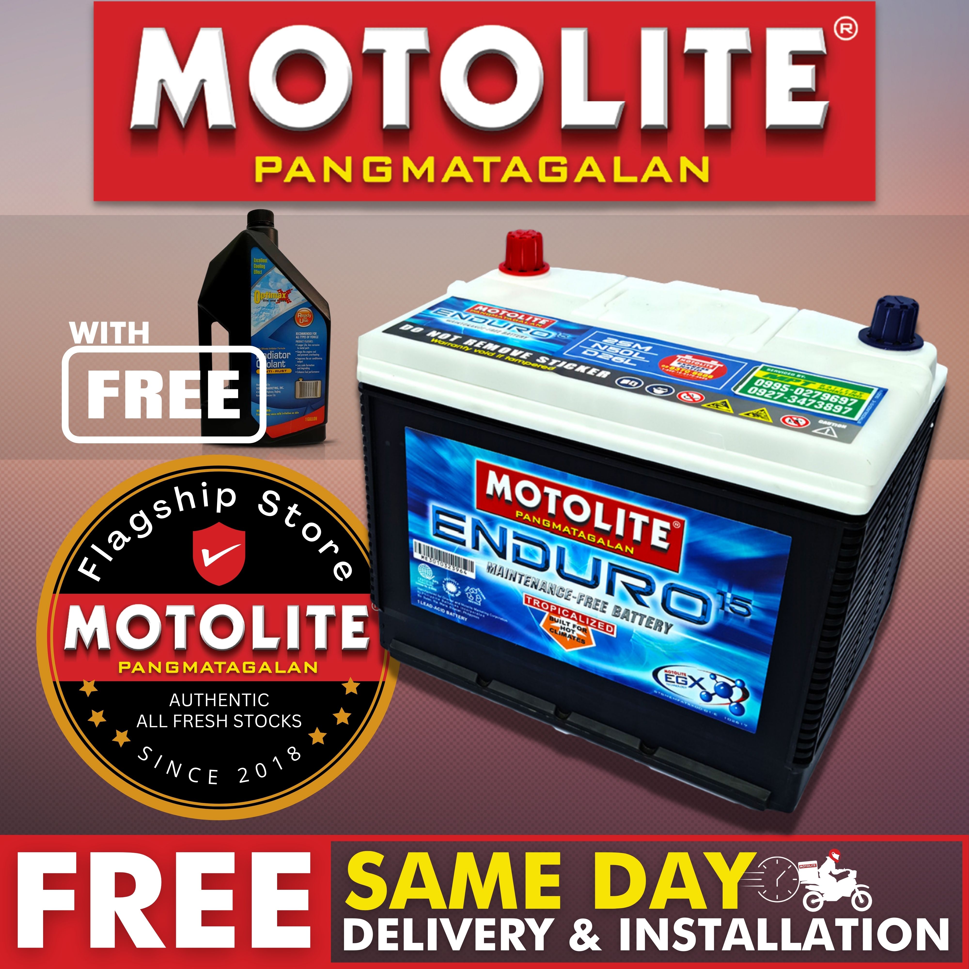 Motolite ENDURO NS60 / B24 Maintenance Free Car Battery - 15 Months Warranty - All Authentic ...