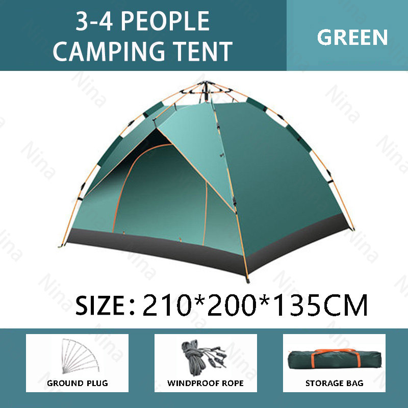 Full Automatic Outdoor Camping Tent 4 Person Foldable Dome Camping Tents Waterproof and UV-Proof ...