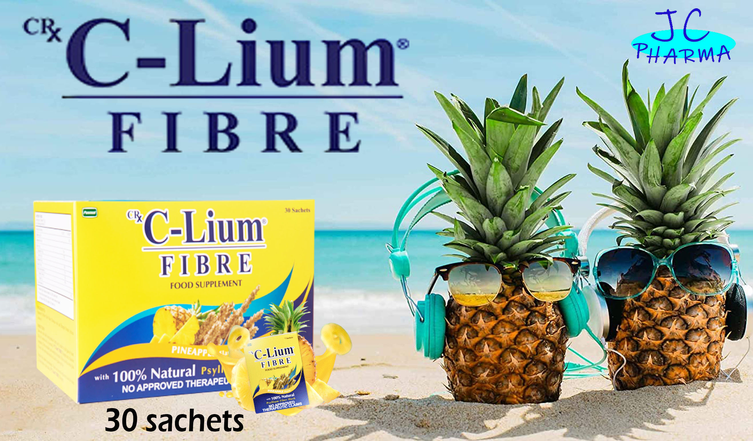 Authentic C-LIUM FIBRE Food Supplement Pineapple Flavor (30 sachets ...