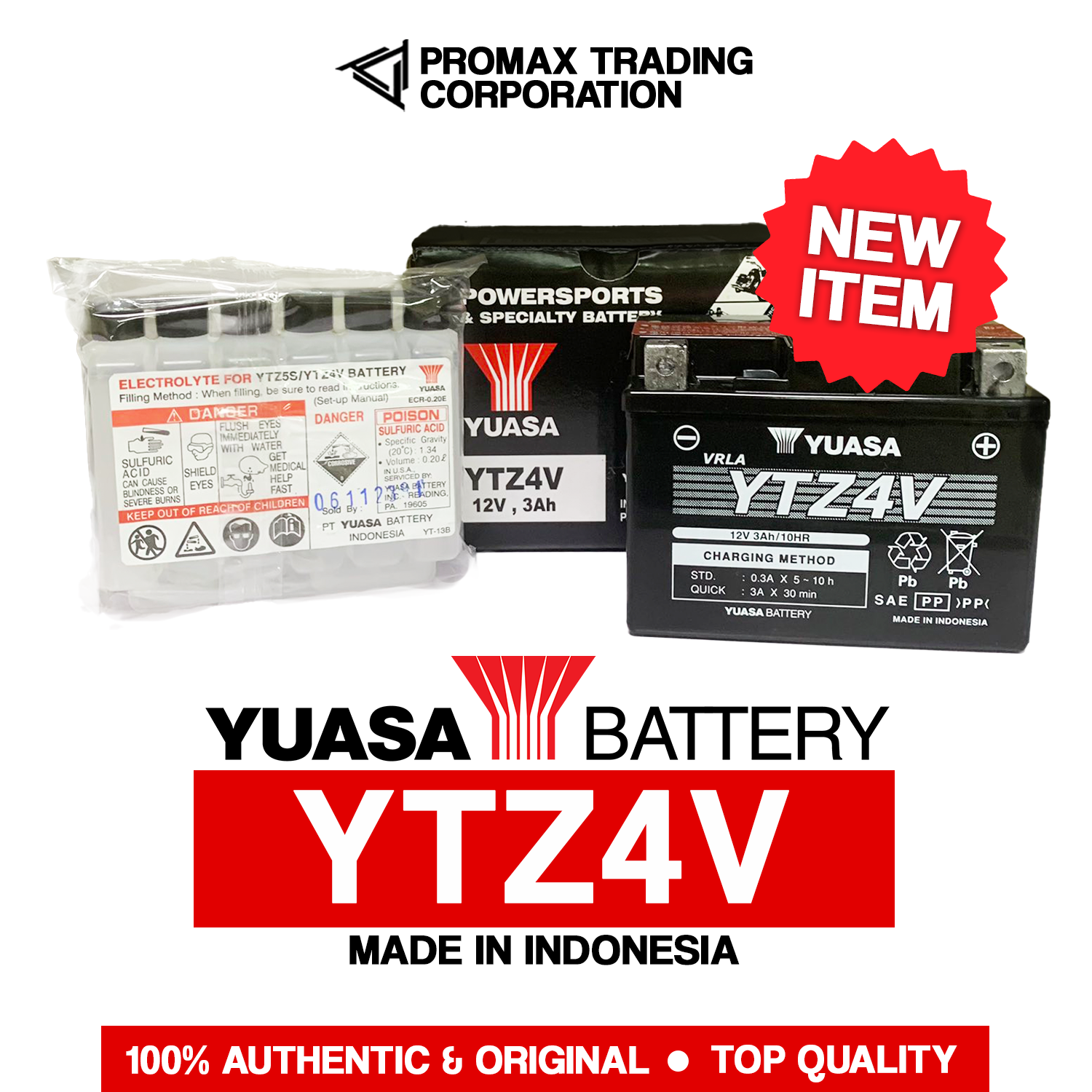 Yuasa Motorcycle Battery YTZ4V (Made in Indonesia) —for YAMAHA MIO I ...
