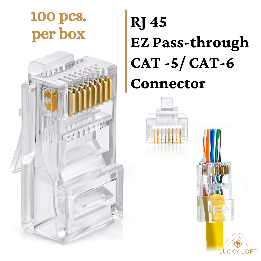 EZ RJ45 Passthrough Connector CAT6 / Cat5 Lan Cable EZ RJ45 Pass ...